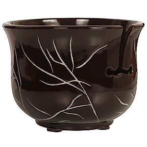 Abhandicrafts XXL Large Double Spiral Knitting Yarn Bowl Coffee Color Ceramic Pottery Storage Bowl with Hand Carved Design of Beautiful Dry Tree Branches
