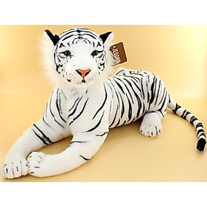 JESONN Realistic Stuffed Animals Tiger Toys Plush (White, 18.9 Inch)