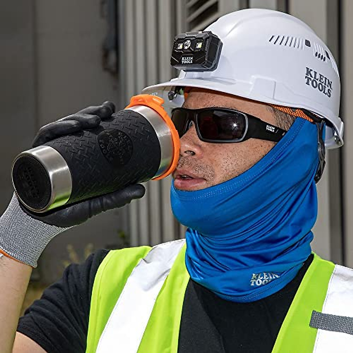 Klein Tools 55580 Stainless Steel Tumbler with Flip-top Lid, Insulated 20 oz. Tradesman's Double Wall Vacuum Mug, Slip-resistant Sleeve