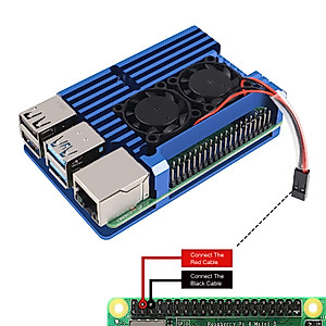 Dorhea for Raspberry Pi 4 B Metal Case, Armor Case with Dual Cooling Fan Aluminium Armour - Heatsink Case for Raspberry Pi 4, Radiation and Rust Protection for Raspberry Pi 4 B (Blue)