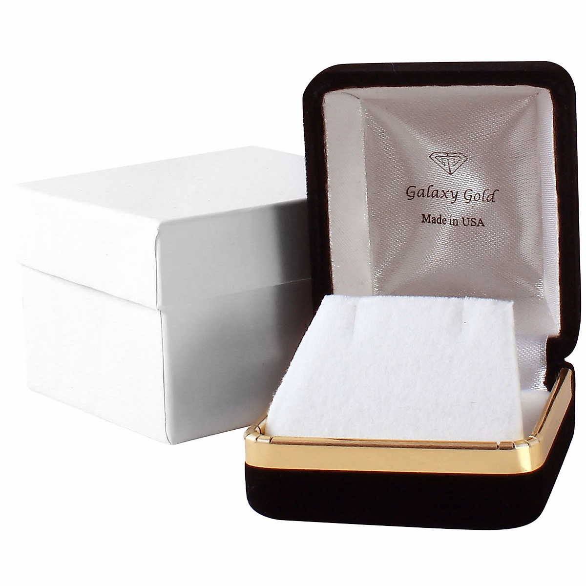 Galaxy Gold GG 14k Solid White Gold Ring with with Natural Diamond and Pear-shaped Garnet - Size 7.5