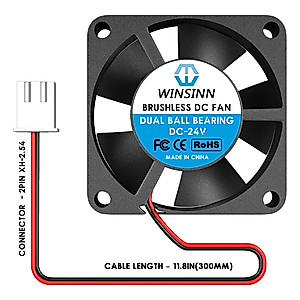 WINSINN 30mm Fan 24V, 3D Printer Micro 24 Volt Fans 3010 Dual Ball Bearing, Brushless Cooling 30mmx10mm 2PIN (Pack of 5Pcs)