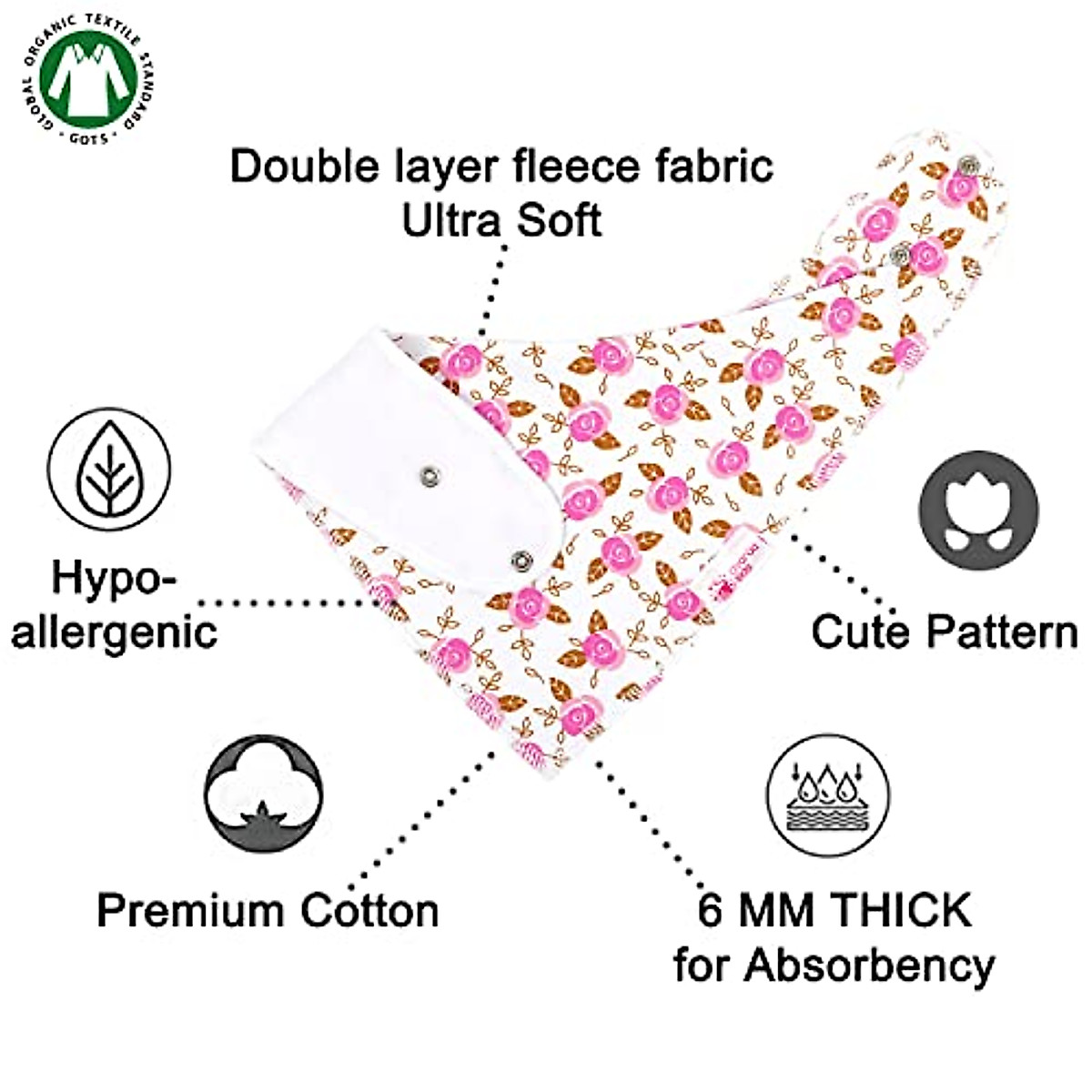 CIVARUA KIDS Baby Bandana Drooling Bibs for Girls, 8 Pack Soft and 100% Organic Cotton Bandana Bibs for Drooling and Teething, Unisex Teething Bibs Set for Infant (Printing)