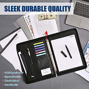 Sbrinnaliao 3-Ring Padfolio Portfolio Binder Organizer,PU Leather Folder Binder Business Planner Notebook Zippered Portfolio for Women/Men with Document Sleeve,Letter/A4 Size Clipboard