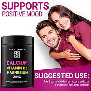 New Elements Calcium Gummies with Vitamin D3, Magnesium, and Zinc - 60 Count