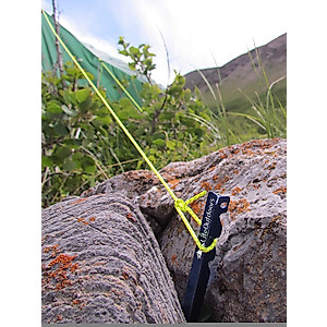 LITEOUTDOORS Ultralight Tent Stake Kit - 12 Aluminum Tent Pegs, 100' Reflective Guyline, 12 Cord Tensioners - for Backpacking, Hiking, Camping