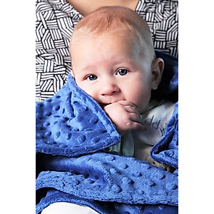 Reversible Unisex Children's Soft Baby Blanket Minky Dot (Navy/Navy)