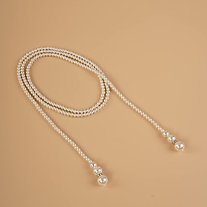 YERTTER Vintage 1920s Pearl Choker Necklace Long Sweater Choker Round Faux Pearl Strand Pearl Choker Statement Collar Neck Gift for Her (D)