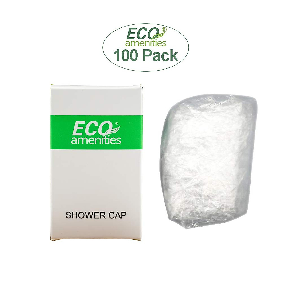 ECO Amenities Disposable Shower Caps for Home Hotel Vacation Rental Hair Salon, Individually Boxed Package Full Size Adult, Case of 100