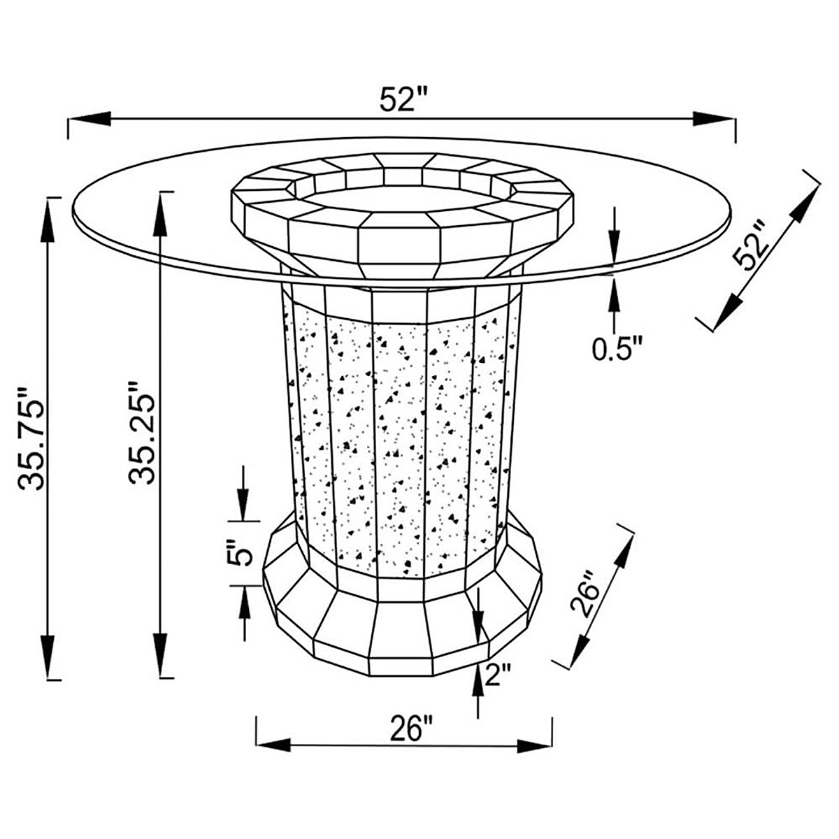 MAKLAINE Pedestal Round Glass Top Counter Height Table in Mirror