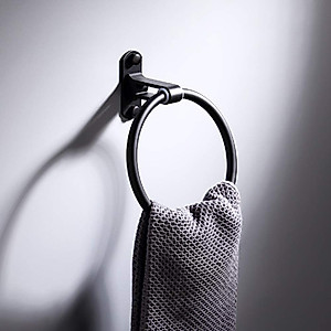 Treasures Towel Holder,Black Space Aluminum Wall Mounted Round Towel Ring Kitchen and Bathroom Hardware Pendant,Towel Hanger for Bathroom Organizer, Kitchen Storage