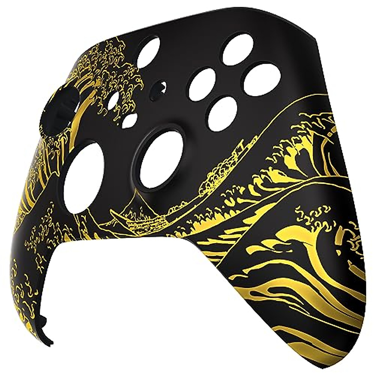 eXtremeRate The Great Golden Wave Off Kanagawa - Black Housing Shell for Xbox Series X & S Controller Model 1914, Custom Replacement Cover Faceplate for Xbox Core Controller - Controller NOT Included