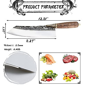 KITORY Handmade Kiritsuke Knife Chef Knife 8 inch Vegetable Cleaver for slicing sushi, High Carbon Steel Kitchen Knife Dragon Pattern Blade, Wenge Wood Handle, Longquan Knife with Gift Box for Home