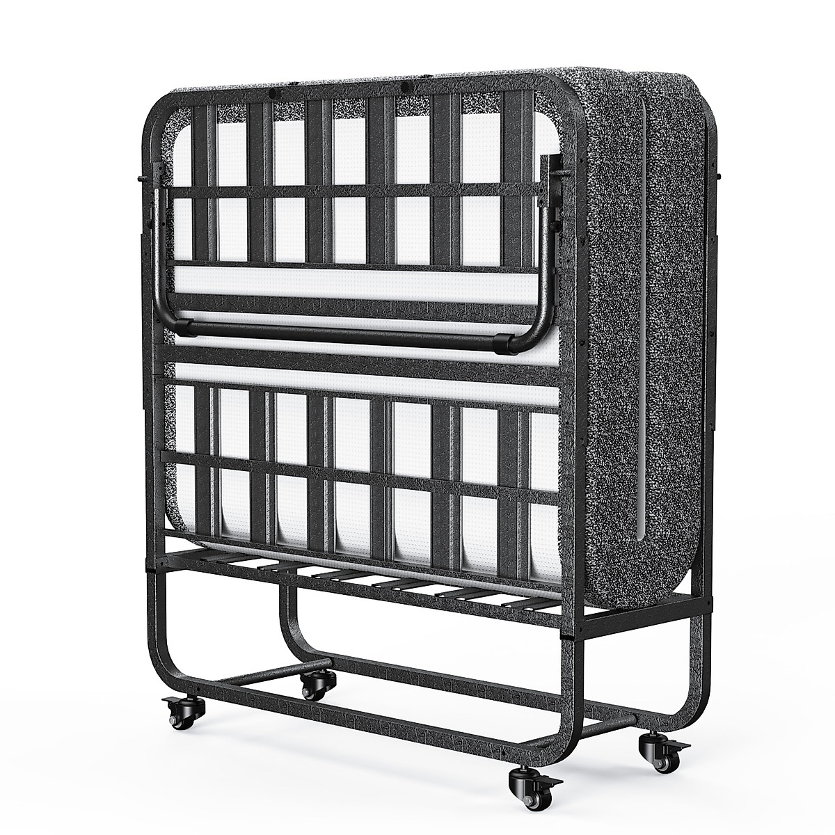 AbyssZen Twin Size Folding Bed with Mattress, 75" x 38" Rollaway Bed, Guest Bed Foldable for Adults, Portable Extra Bed with Memory Foam Mattress, Space-Saving Fold Up Bed for Easy Storage