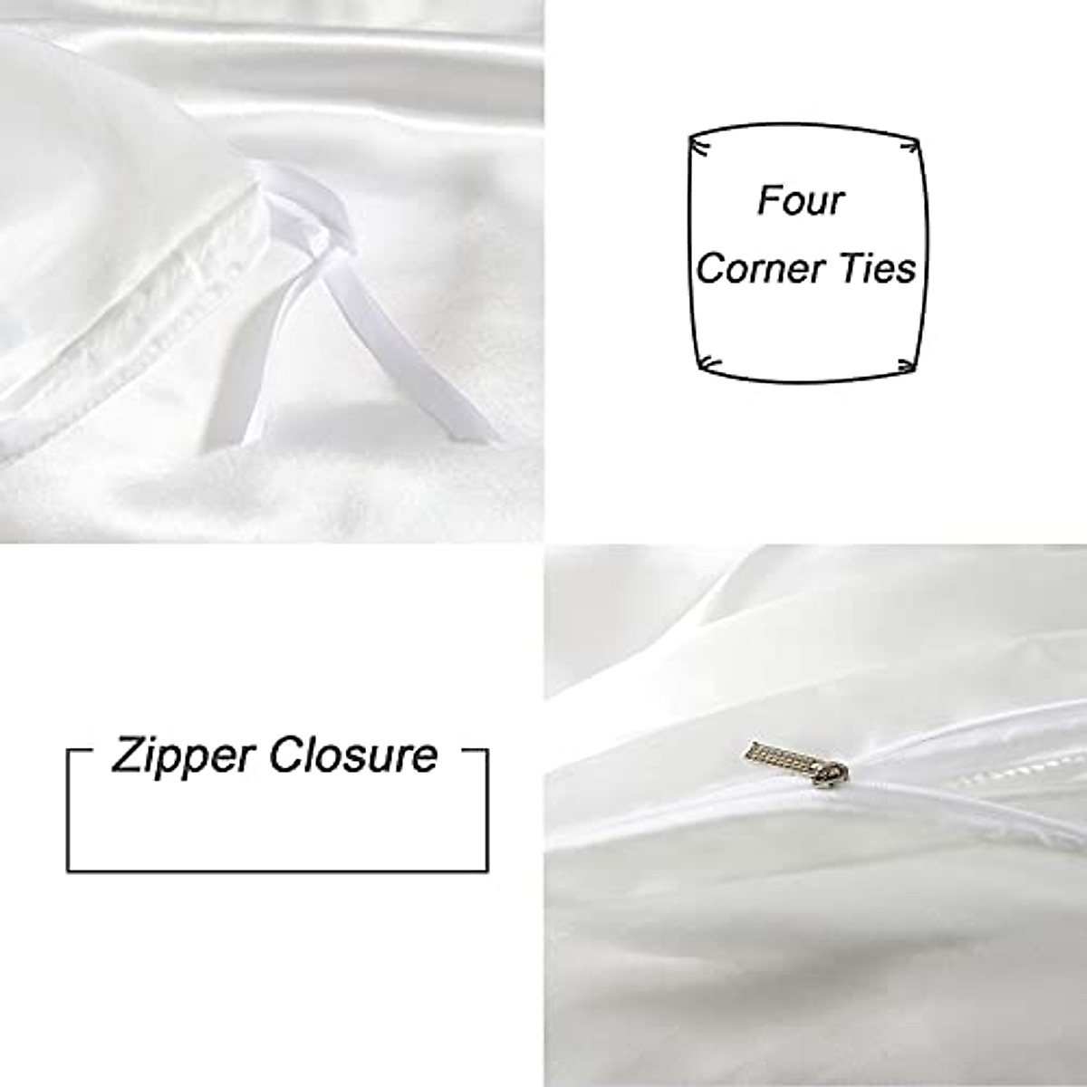 HOdo Home Satin Duvet Cover Twin Size, 3 Piece Silk Like Comforter Cover, Ultra Soft and Breathable Bedding Set with Zipper Closure & Corner Ties