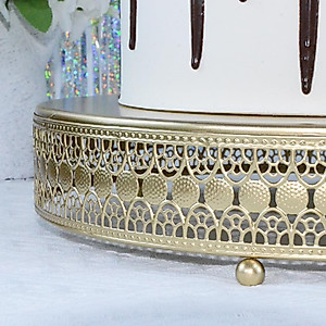 FEICTPOX Cake Stand Set of 3 Metal Cupcake Stands Dessert Display Plate for Wedding Party Birthday … (18K Gold)