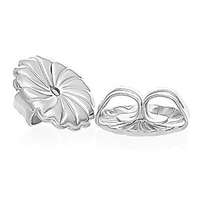 14k White Gold Earring Back Replacement Secure and Comfortable with Ear Locking Tension Grip Tight Nut (Large)