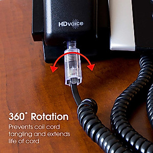 Power Gear Telephone Cord Detangler, Tangle-Free 360 Degree Rotation, Plug into Landline Phone Handset, for Use in Home or Office, All Brands, Black, 27637