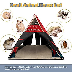 enheng Small Pet Hideout Christmas Background Hamster House Guinea Pig Playhouse for Dwarf Rabbits Hedgehogs Chinchillas