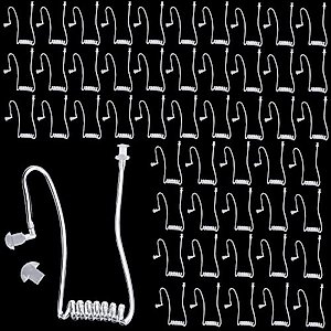 Kathfly 50 Pcs Acoustic Air Tube Replacement Coil Tube Two Way Radio Walkie Talkie Ear Piece Radio Earpiece Audio Tube with Earbud Compatible with Icom Midland Clear White