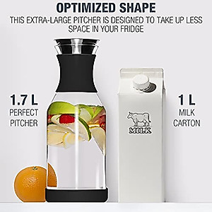 Cold Brew Coffee Maker & Glass Pitcher with Lid - 1.7 L Infused Iced Coffee Maker with Filter - Black Perfect Iced Tea Pitcher & Glass Water Pitcher by Eparé