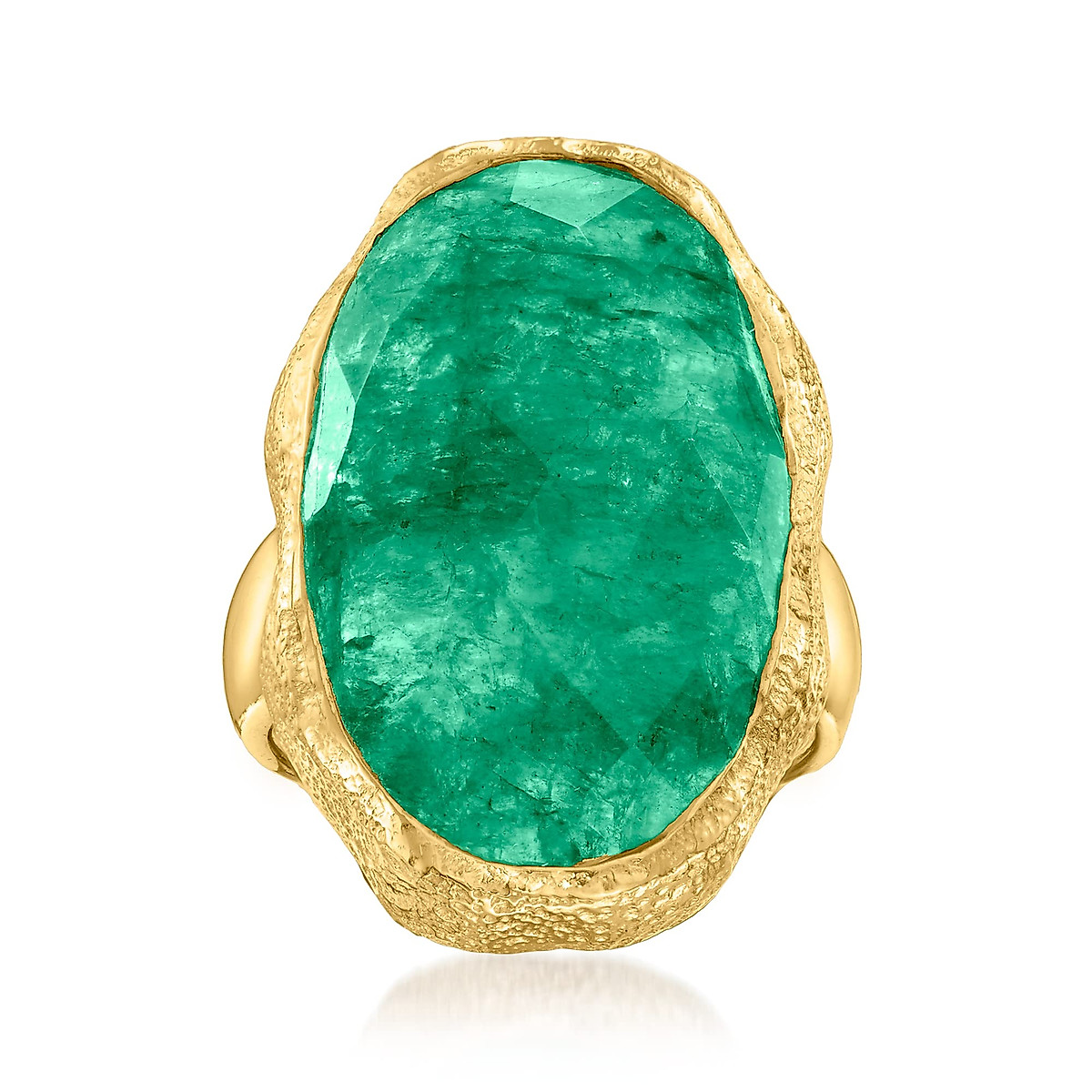 Ross-Simons 16.00 Carat Emerald Ring in 18kt Gold Over Sterling. Size 9