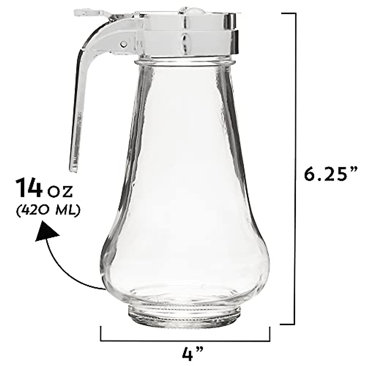 1 Syrup Dispenser 14oz (420mL)|Glass Bottle No-Drip Pourers for Maple Syrup, Honey|Pancake Syrup Dispenser by Back of House