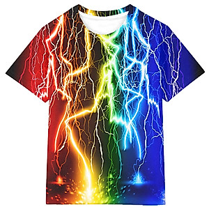 Asylvain Boys Girls Colorful Shirts Unisex Kids Tee Shirt 3D Print Cool Design Graphic Funny Tops T-Shirts Size 8-10 Years