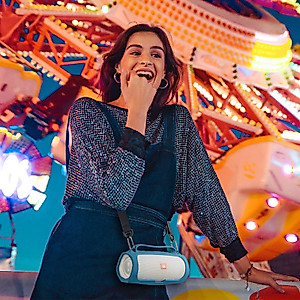 TXEsign Silicone Case for JBL Charge 4 Portable Waterproof Wireless Bluetooth Speaker, Travel Carrying Case Protective Pouch Cover with Handle Adjustable Shoulder Strap and Phone Holder Stand (Blue)