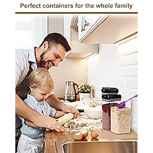 Airtight Food Storage Containers Kitchen-Cereal-Organization - McKain 7 Pieces BPA Free Plastic Pantry Container Set with 24 Labels and Spoon Set