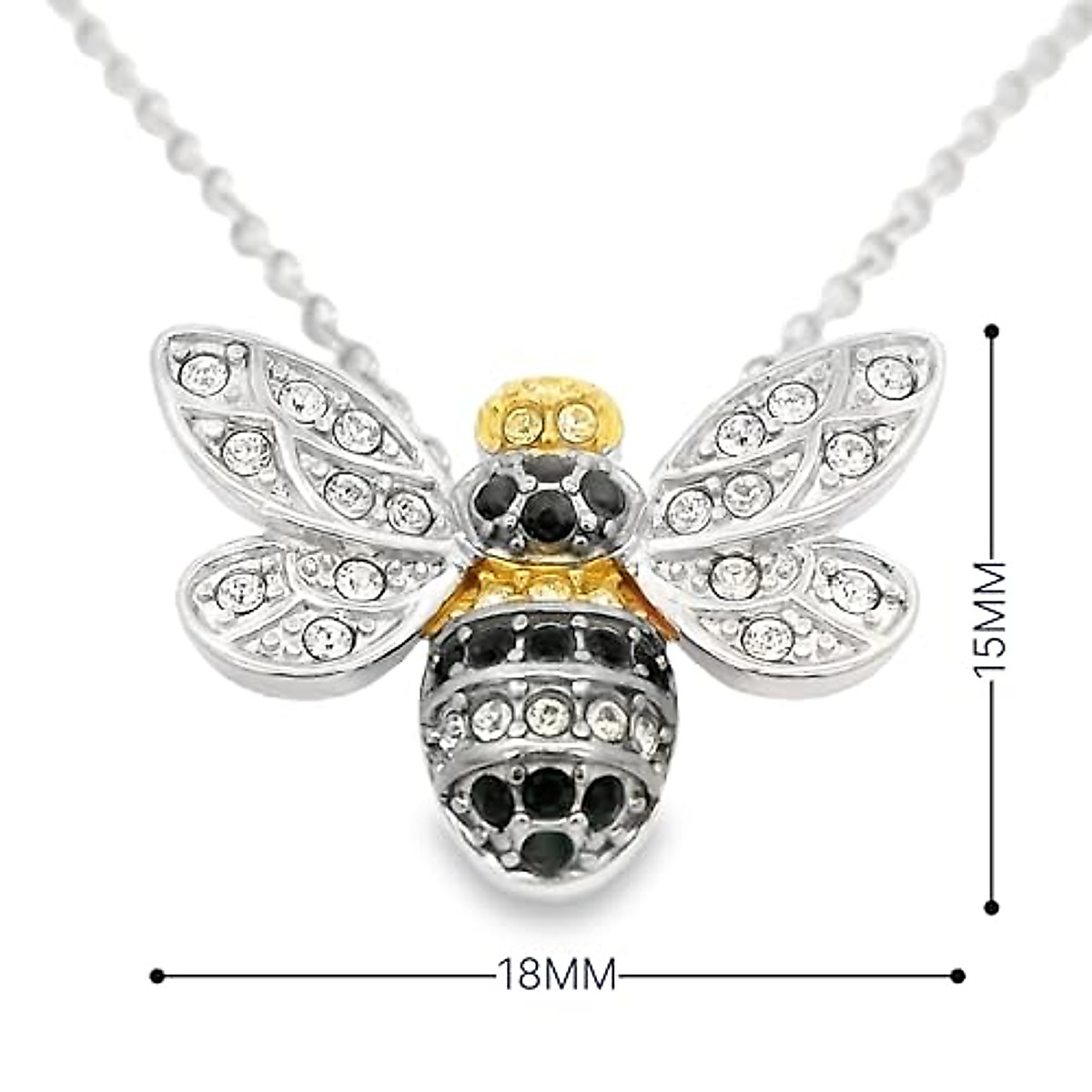 Amazon Essentials womens Sterling Silver Bumblebee Pendant Necklace Made with Crystal (18"), (previously Amazon Collection)