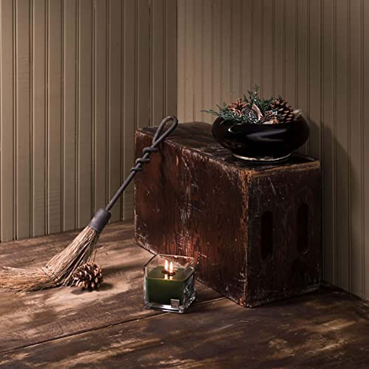 Aromatique The Smell of Tree Glass Cube 12 oz Scented Jar Candle with Metal Medallion for Home Décor and Gift