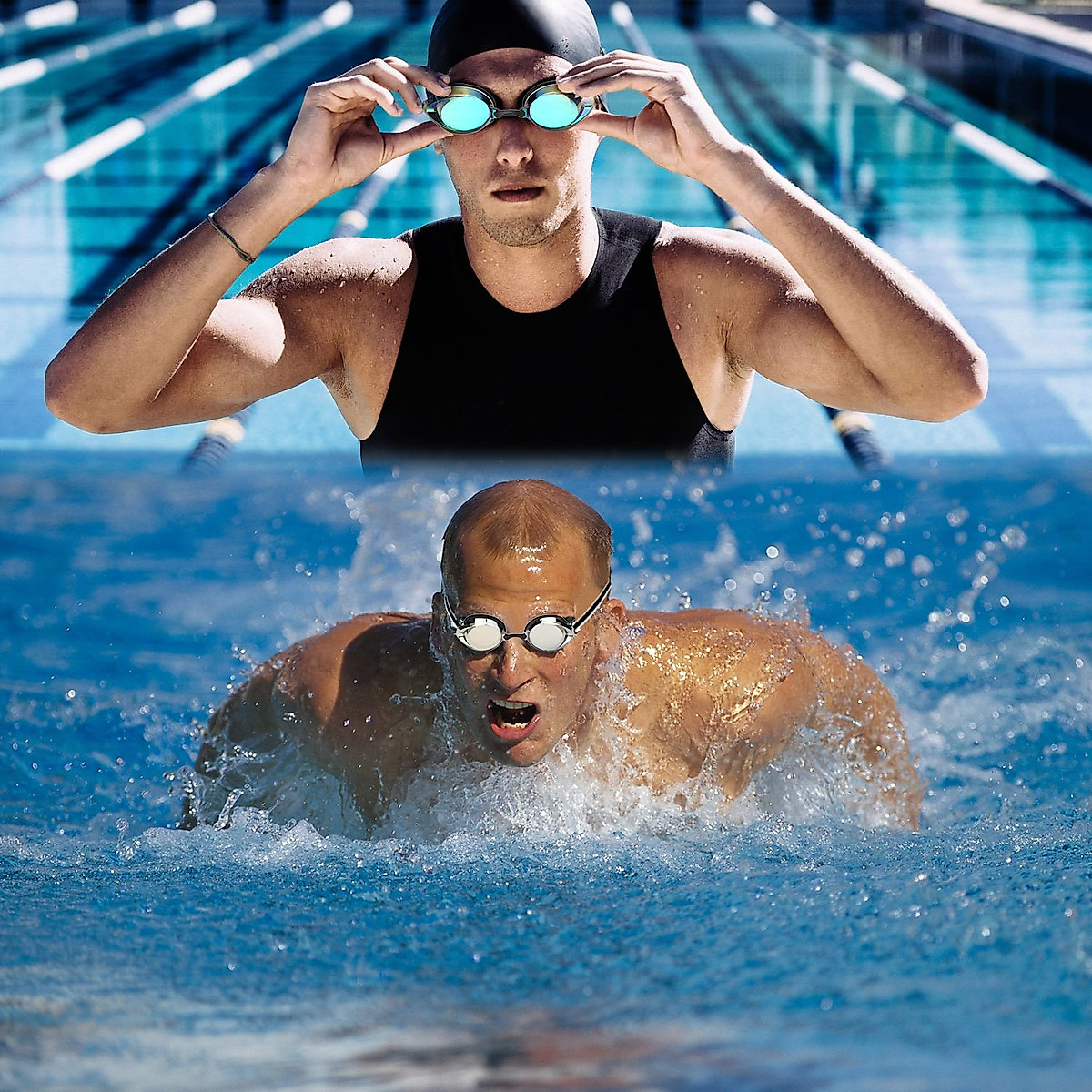 DARIDO Swim Goggles, Swimming Goggles 2 Pack Anti Fog UV Protection No Leaking for Adult, Men, Women, Youth