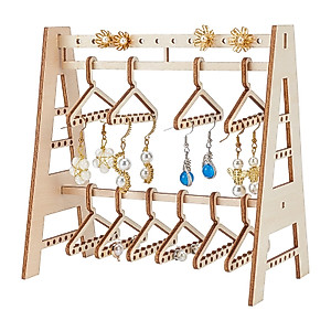 PH PandaHall 116 Holes Earring Holder, Earring Organizer Rack with Mini Hangers Wood Earring Display Stand for Selling Jewelry Earring Stand Ear Stud Holder for Women Retail Personal
