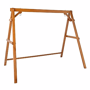 VINGLI Heavy Duty 660 LBS Wooden Swing Frame with Extra Bottom Connection Board, Upgraded A-Frame Porch Swing Bench Stand for Indoor & Outdoor