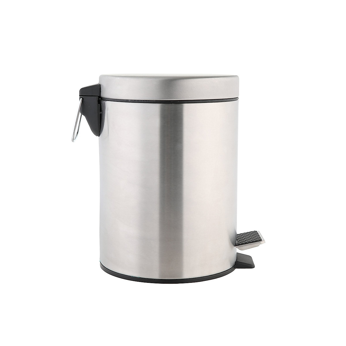 Axentia Cosmetic Bin Stainless Steel Matte Brushed & Rustproof Pedal Bin 3 L Cosmetic Rubbish Bin with Lid Rubbish Bin with Pedal Bin for Bathroom & Toilet, Silver/Black, 17 x 17 x 25 cm