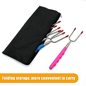 GOLF Marshmallow Roasting Sticks, 5 Pack Extra Long 34’’ Stainless Telescoping Hot Dog Smores Skewers Kids Safe Barbecue Forks for Campfire, Camping, Bonfire and Grill