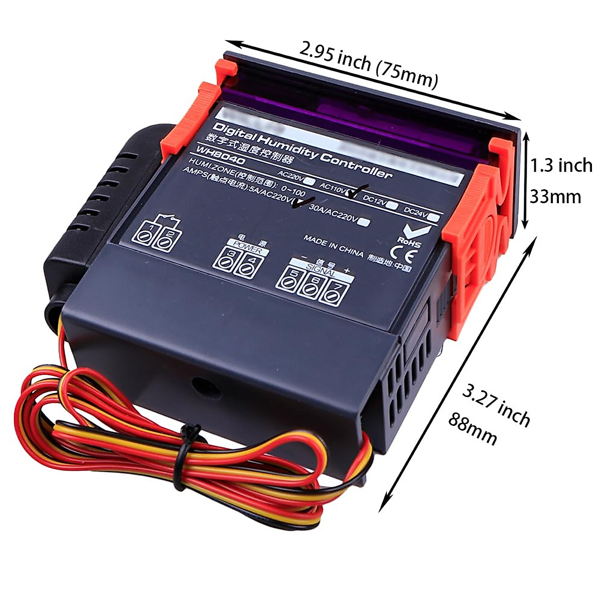 szzijia 110V Digital Air Humidity Temperature Control Controller WH8040 Range 1%~99%