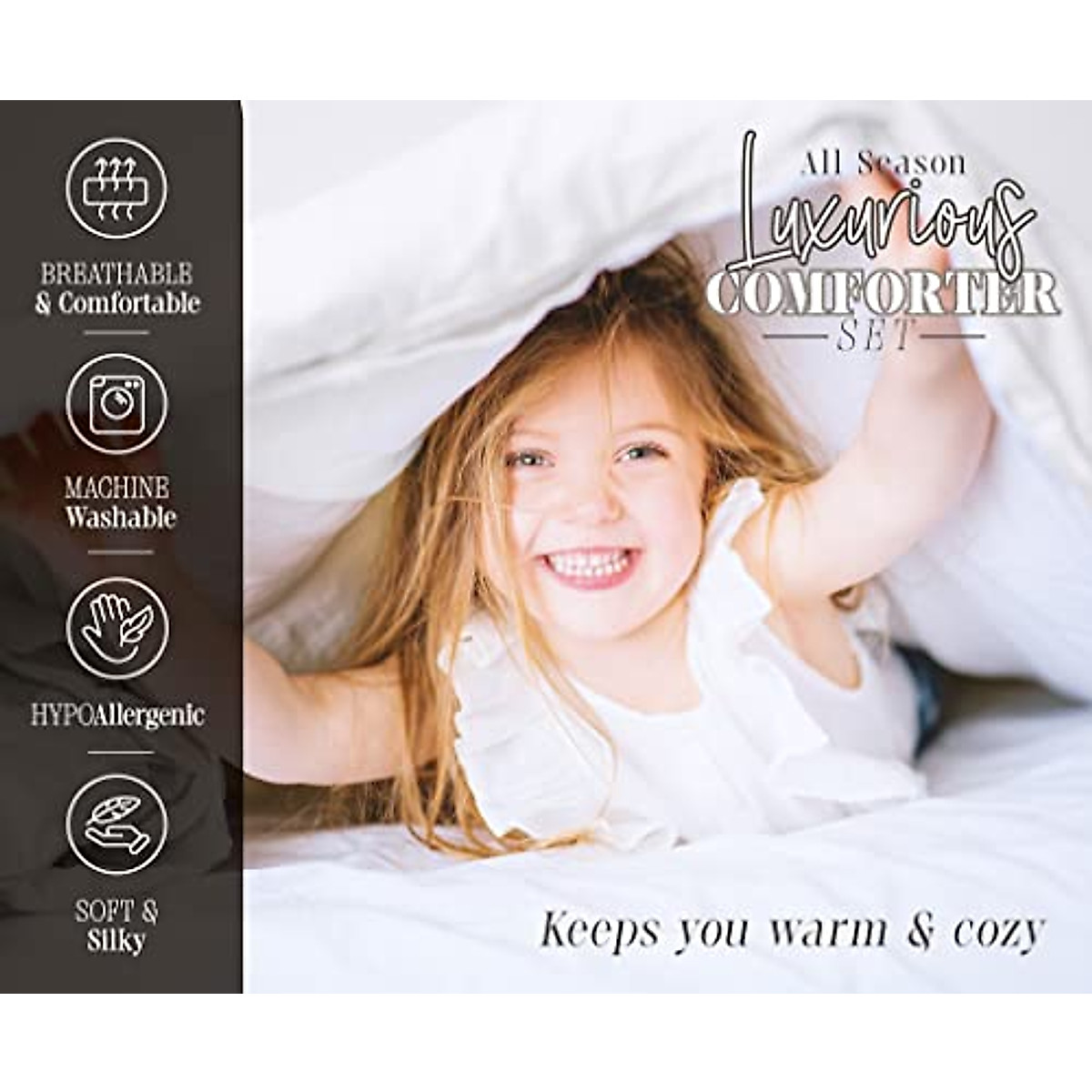 Elegant Comfort All Season Goose Down Alternative Reversible 3-Piece Comforter Set- Available in and Colors, King/Cal King, Black/Gray