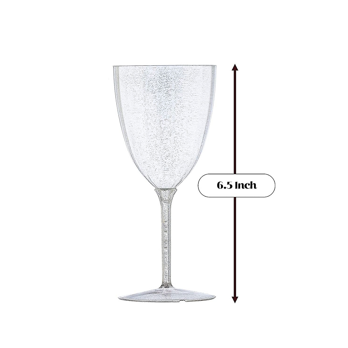 40 Piece Set of Disposable Silver Glitter Stemmed Wine Cups 7 Oz - For Parties, Date Nights, Formal Dinners, Wine Tasting