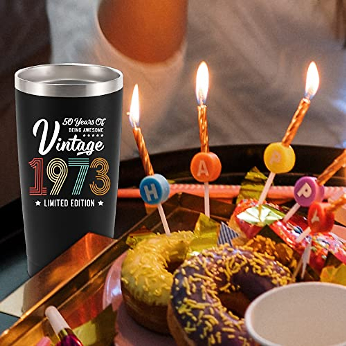 LEJIAJINW 50th Birthday Gifts for Women or Men, Turning 50 Year Old Birthday Gifts, 50s Birthday 50th Anniversary Decorations 50th Fiftieth Presents Tumbler Cup