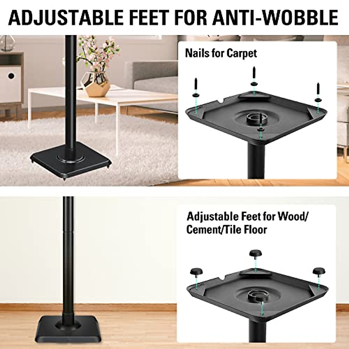 Mounting Dream Speaker Stands Height Adjustable for Satellite & Small Bookshelf Speakers, Set of 2 Floor Stand Mount for Bose Polk JBL Sony Yamaha and Others - 11LBS Capacity MD5402