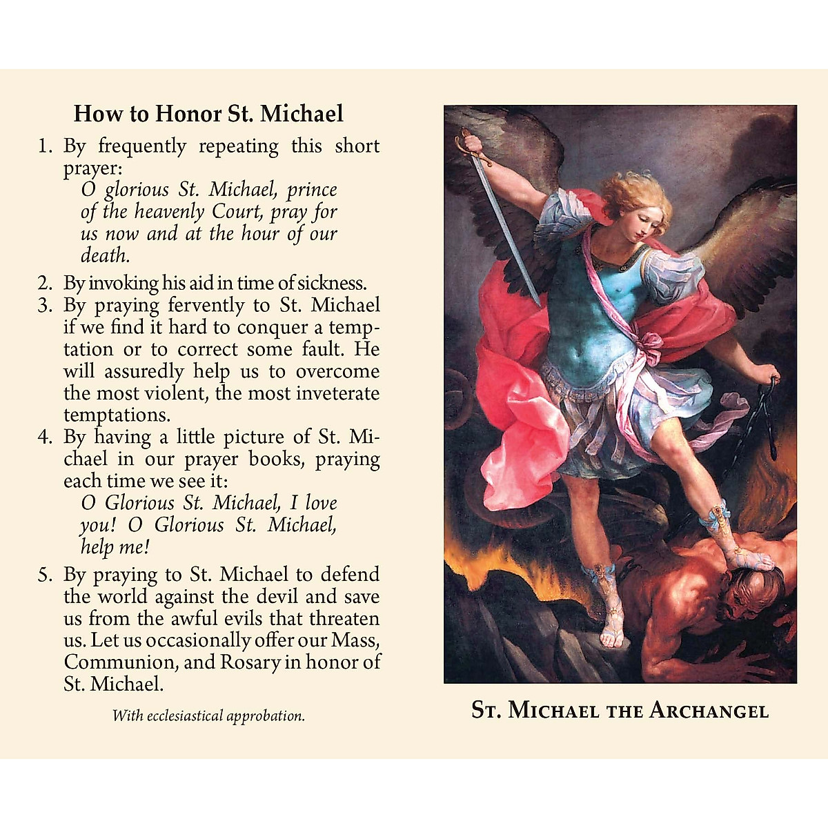 St. Michael Medal with Holy Card Bronze