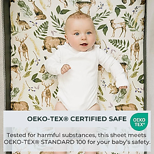 Pobibaby - 2 Pack Premium Pack N Play Sheets Fitted for Standard Pack and Plays and Mini Cribs - Ultra-Soft Cotton Blend, Stylish Woodland Pattern, Safe and Snug for Baby (Wildlife)