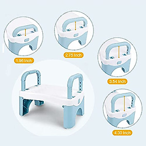 Kids Folding Step Stool for Kitchen, Bathroom Sink with Handle for Toddlers Boy & Girls, Toilet, Lightweight Plastic Potable Potty Training Stool and Seat-Turquoise