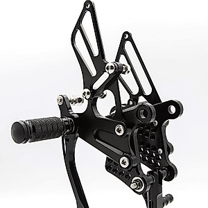 CNC ZX6R 09-20 Motorcycle Adjustable Rearsets Foot Pegs Rear Set Footpeg Brake Shift Pedal Compatible with Ninja 600 ZX6R ZX636 2009-2020 Black