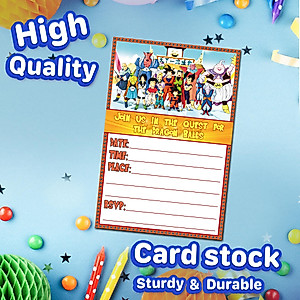 NATURAL BEHAVIOUR Set of 20 Anime Cartoon Ball-Themed Happy Birthday Invitation Cards & Envelopes - Lightweight (240g), Postcard Style Invites for the Perfect Party Pack