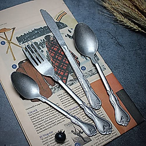 Silverware Set for 8 Flatware Cutlery Unique Retro Luxury Stainless Steel Tableware Utensil Set Knives Forks Spoons,Dinnerware Sets for Party Kitchen 40-piece