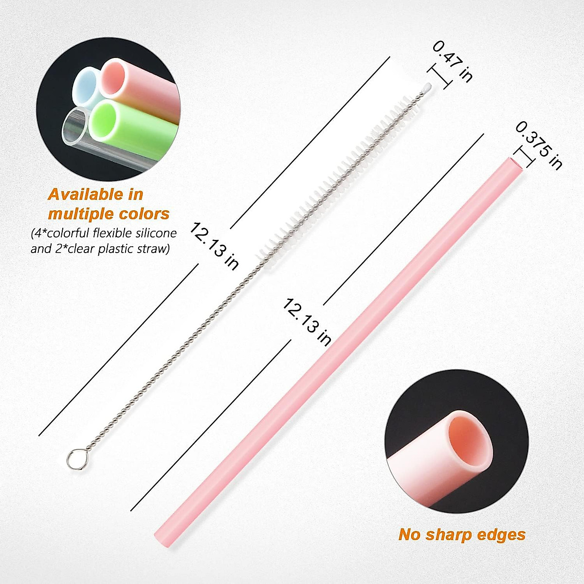 6Pack Replacement Straws for Stanley 40oz 30oz 20oz 14oz Tumbler, Airboat Reusable Plastic and Flexible Silicone Straws with Clean Brush Compatible with Stanley Cup (2*Clear Plastic+4*Color Silicone)