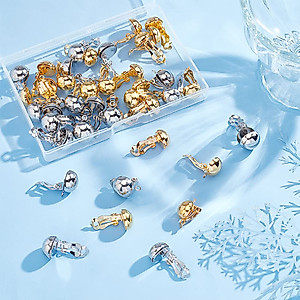PH PandaHall 40 Pcs Brass Clip-on Earring Converter Component with Easy Open Loop 2 Colors for Non-Pierced Ears